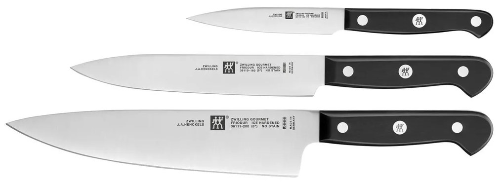 Zwilling Gourmet sada 3 nožů, kuchařský, plátkovací a špikovací nůž, 36130-003