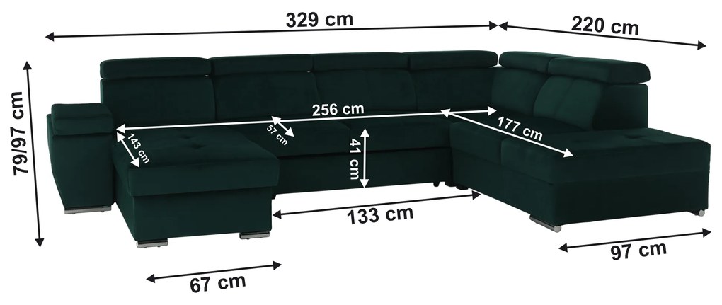 Kondela Sedací souprava, smaragdová, levá, LAMORA U