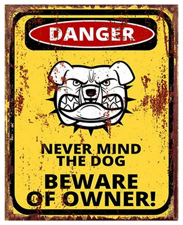 Žlutá nástěnná kovová cedule Danger – 20x1x25 cm