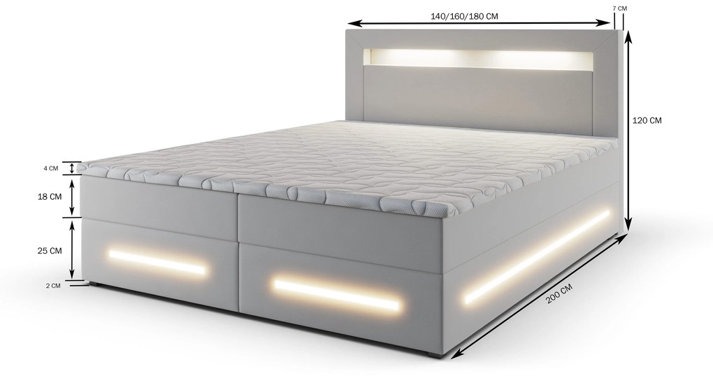 MSL Kontinentální čalouněná postel MANA (180 x 200 cm) Barva látky: MONOLITH 38