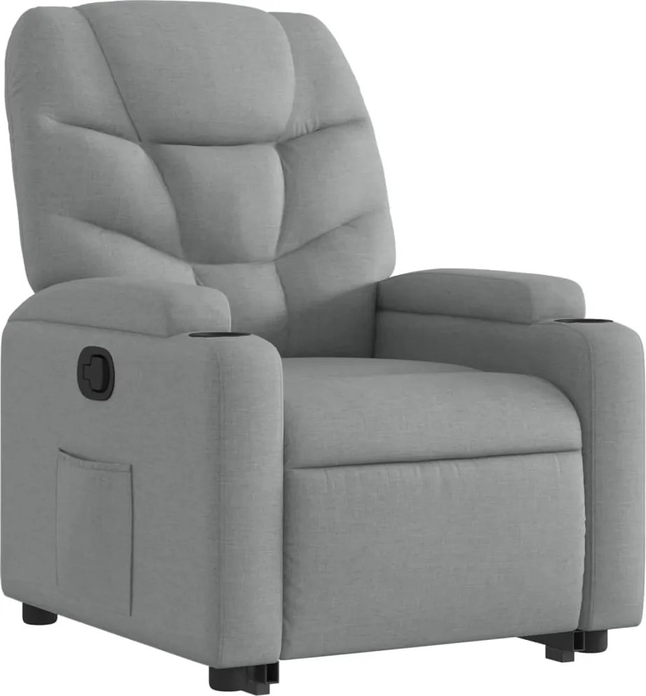 Zvedací polohovací křeslo světle šedé textil 3204596