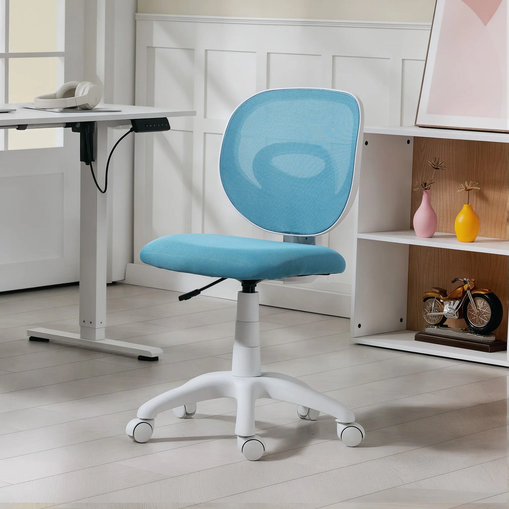 HOMCOM Kancelářská židle, ergonomická židle s C-tvarovanou opěrkou zad, výškově nastavitelná, modrá
