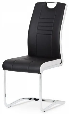 Jídelní židle černá s bílými boky, chrom, DCL-406 BK