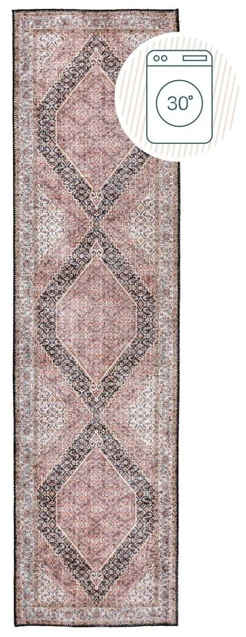 Růžový pratelný běhoun 60x230 cm Briony Traditional – Flair Rugs