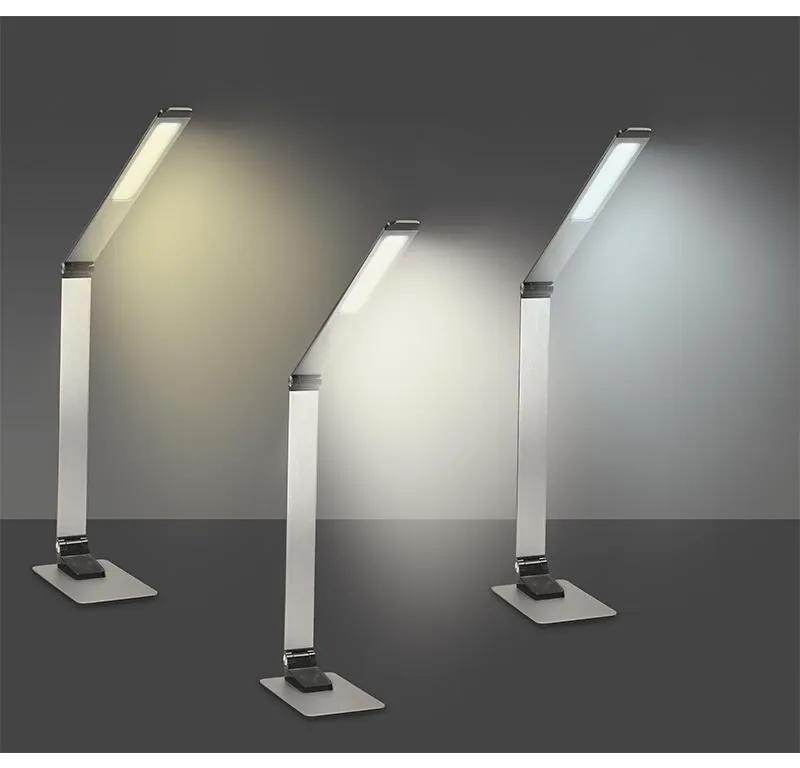 Solight LED stolní lampička stmívatelná, 11W,  změna chromatičnosti, broušený hliník, stříbrná