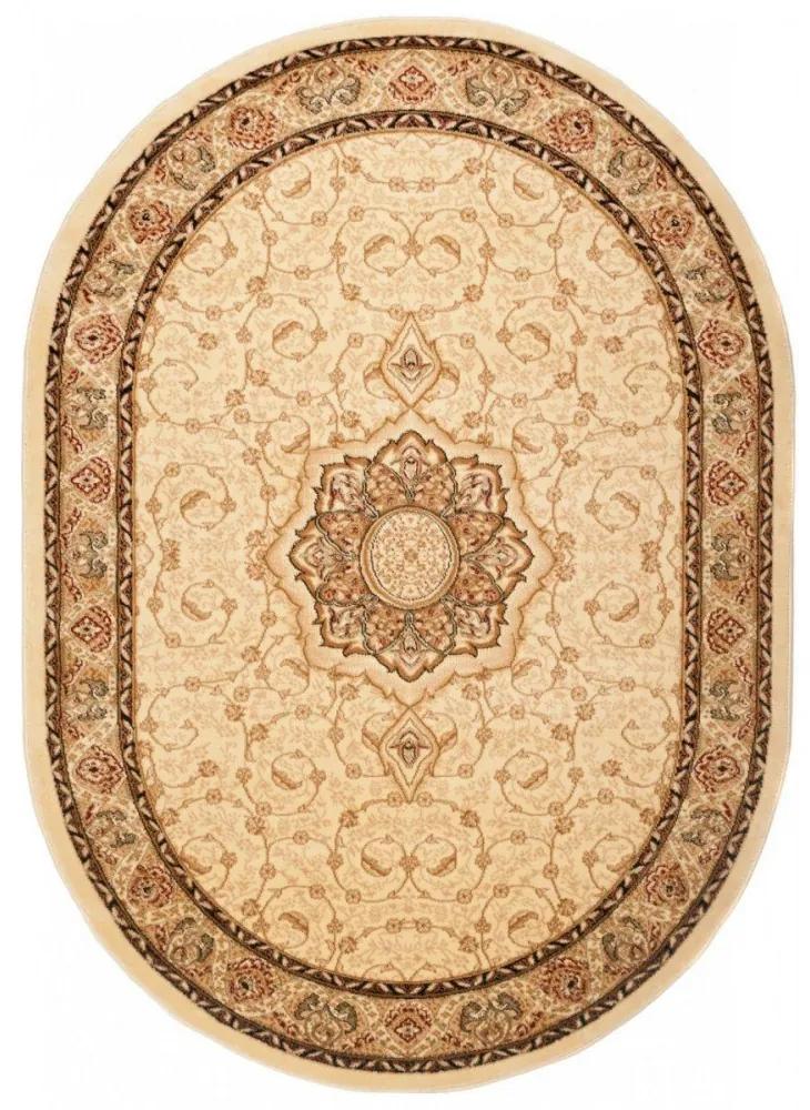 Kusový koberec klasický vzor 2 béžový ovál 70x140cm