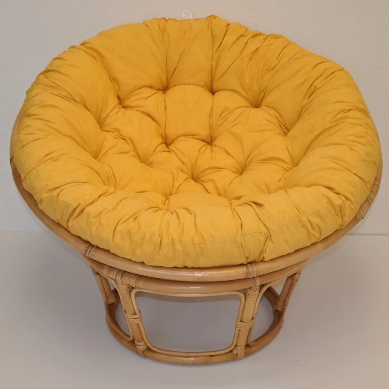 Relaxační papasan DEMETRIA — ⌀100 cm, ratan, látka, medová / více barev Malinový melír