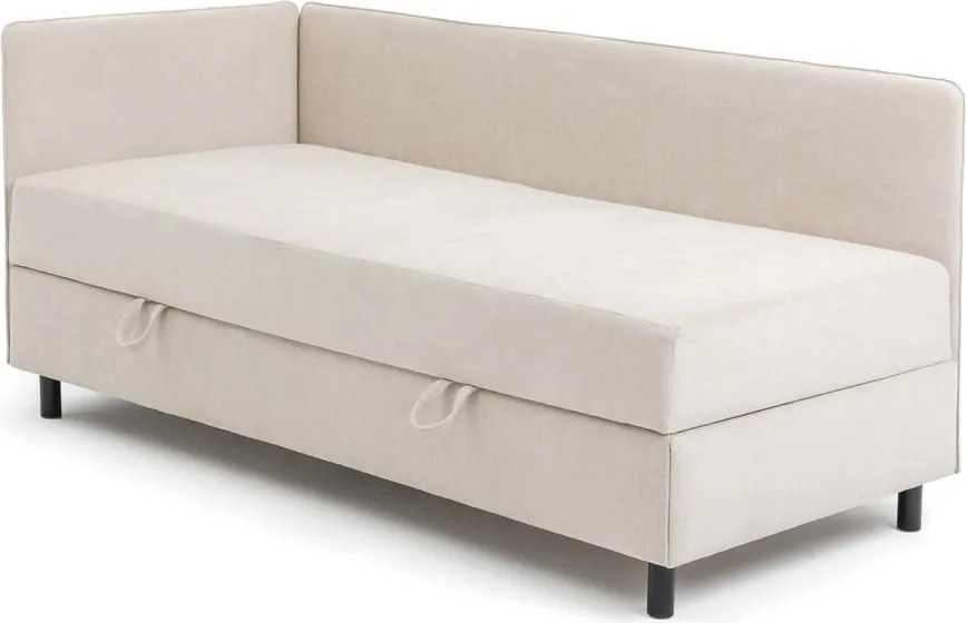 Béžová čalouněná jednolůžková postel s úložným prostorem s matrací 90x200 cm Avela - II. jakost – Bonami Selection