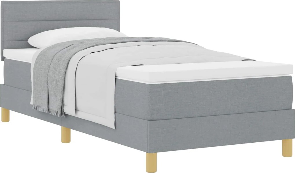 Postel s boxspringem s polštářem Světle šedá 80 x 200 cm textil 3338797