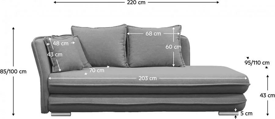 Tempo Kondela Lenoška s úložným prostorem, šedá, levá, LAMBA
