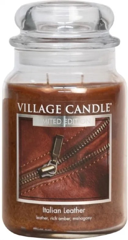 Village Candle Vonná svíčka ve skle, Italská Kůže - Italian Leather, 26oz Premium