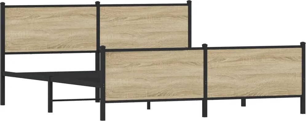 Kovový rám postele bez matrace dub sonoma 200 x 200 cm 3301367