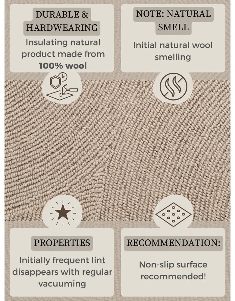 Béžový ručně tkaný vlněný kulatý koberec ø 200 cm Calmio – Hanse Home