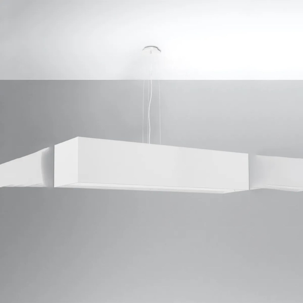 Závěsné svítidlo Santa, 1x bílé textilní stínítko, (bílý plast), (120 cm)