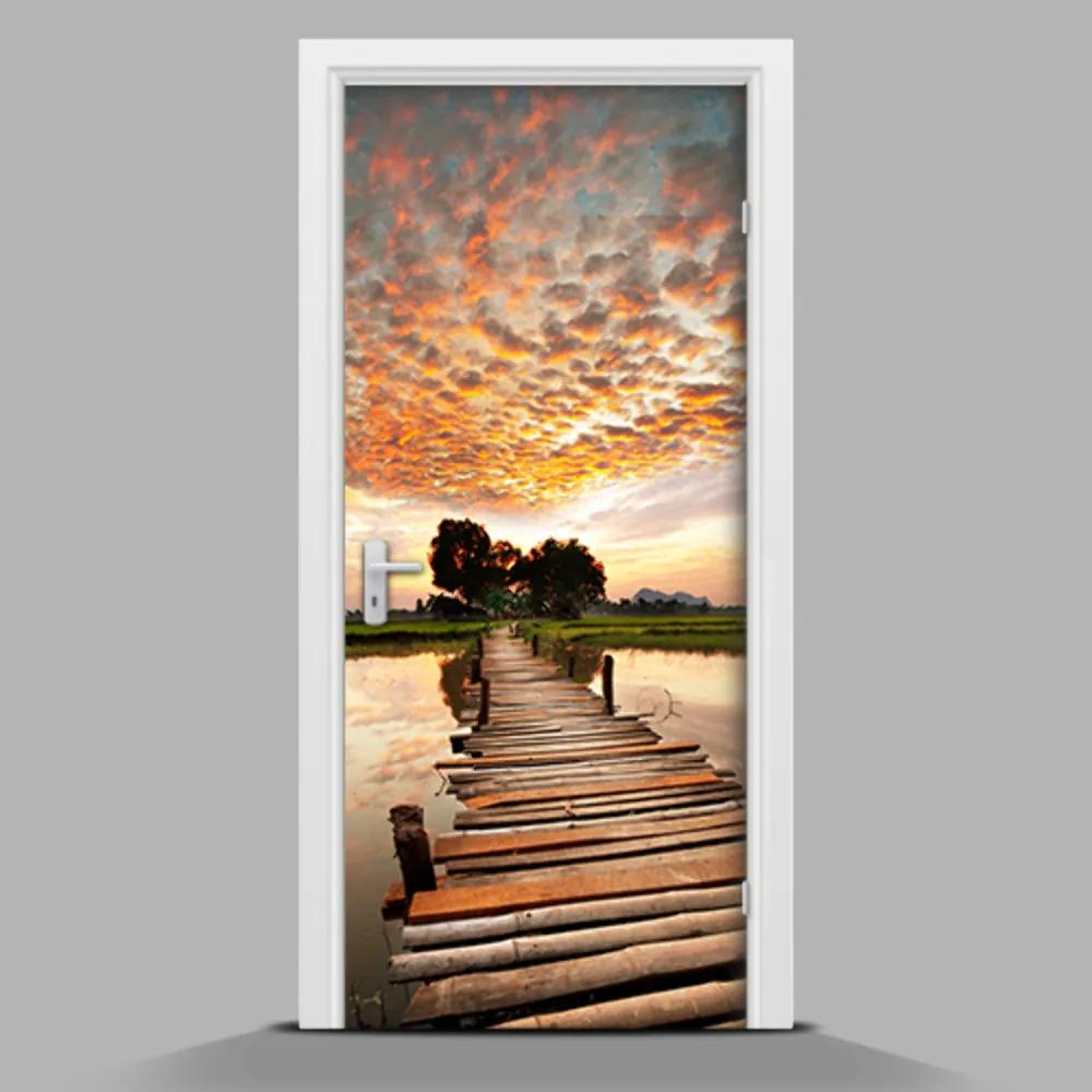 Wallmuralia Samolepící nálepka na dveře Starý most západ slunce 75x205