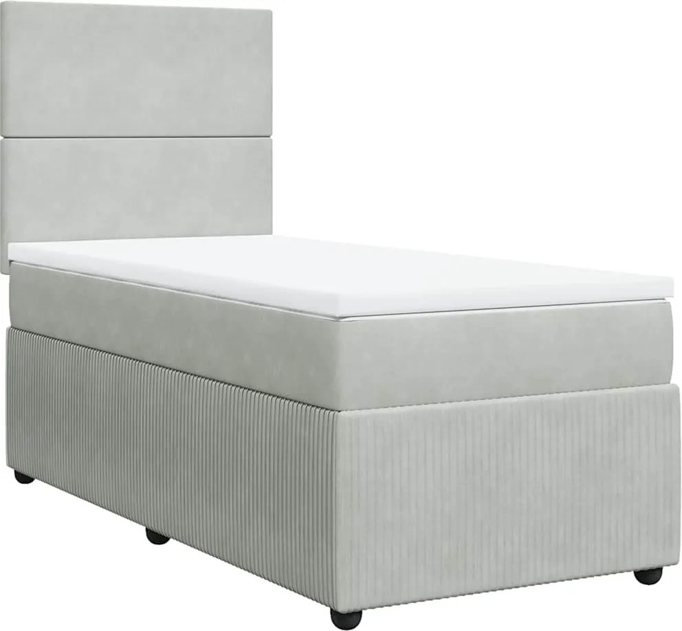 Box spring postel s matrací světle šedá 80 x 200 cm samet 3294484