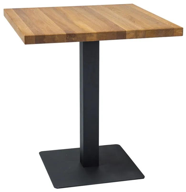 Jídelní stůl PURO 70x70 cm, dýha dub, kov černý