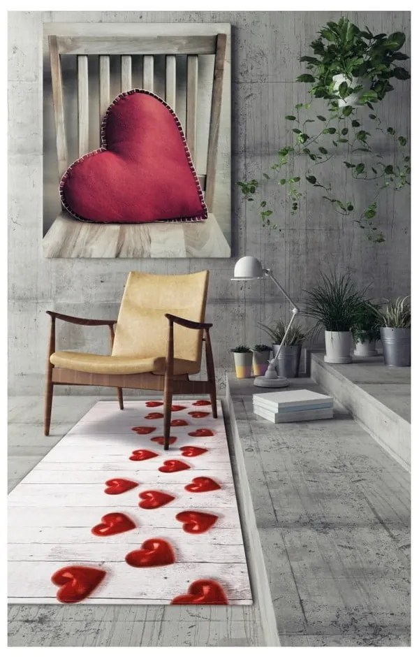 Vysoce odolný koberec Floorita Hearts, 58 x 115 cm