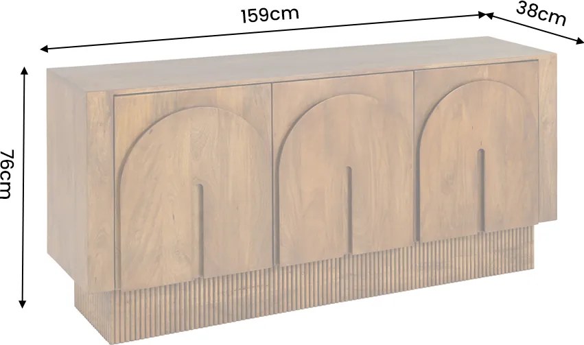 Komoda Elowen 160 cm - hnědá