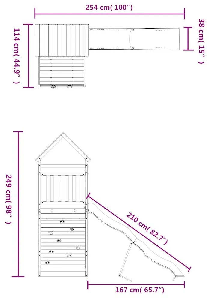 vidaXL Dětské hřiště na zahradu masivní borové dřevo
