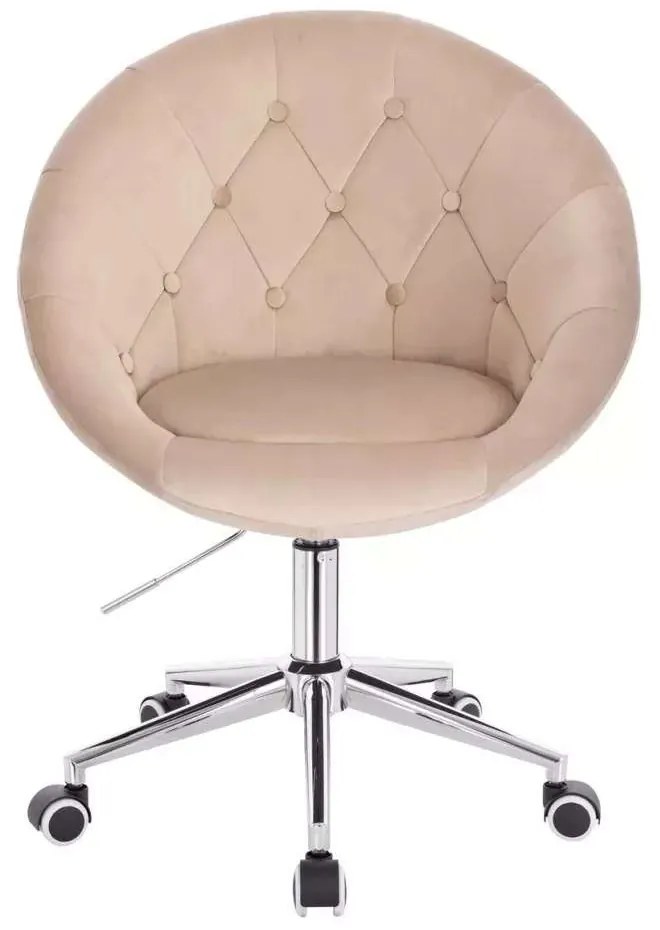LuxuryForm DESIGN Otočné křeslo VERA VELUR na stříbrné podstavě s kolečky - latte