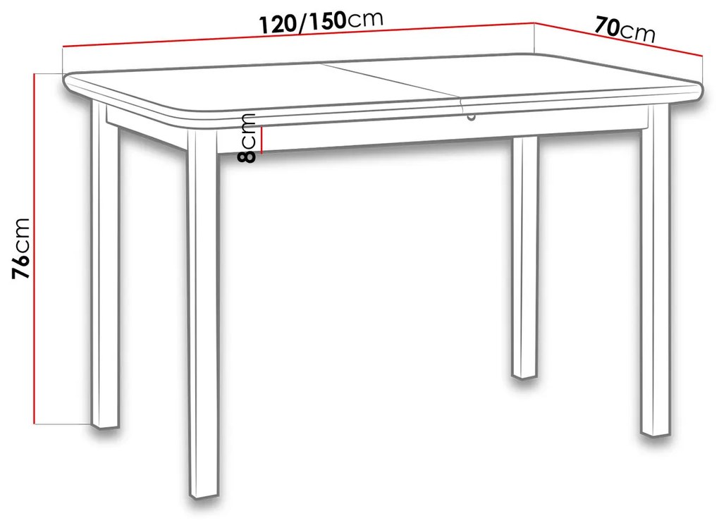 Rozkládací kuchyňský stůl 120x70 cm ARGYLE 4 - bílý