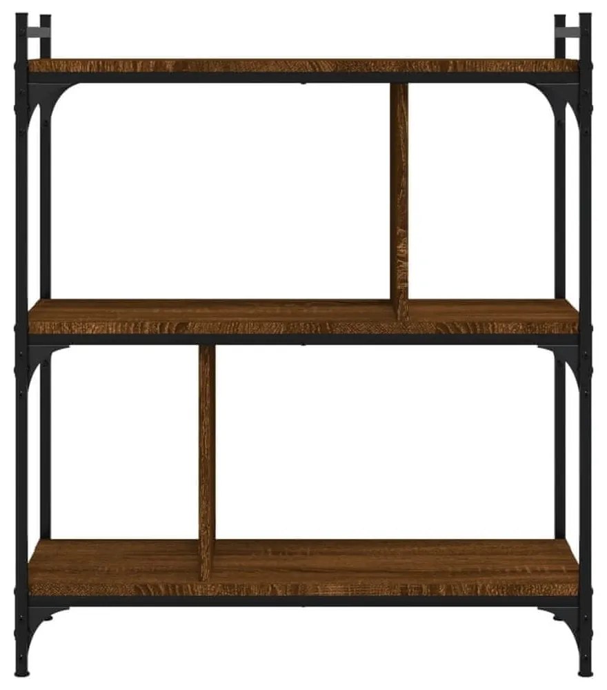 Petromila Knihovna se 3 policemi hnědý dub 76x32x88 cm kompozitní dřevo