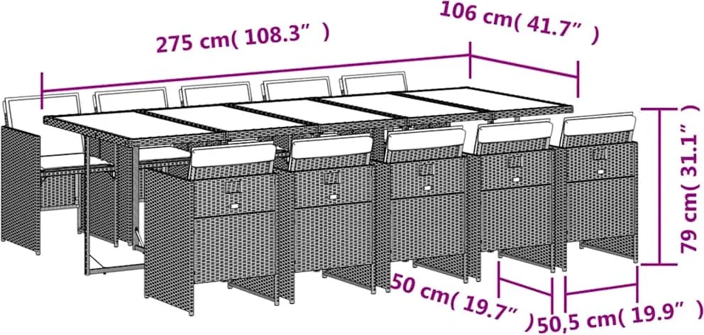 11dílný zahradní jídelní set s poduškami mix béžové polyratan 3210576