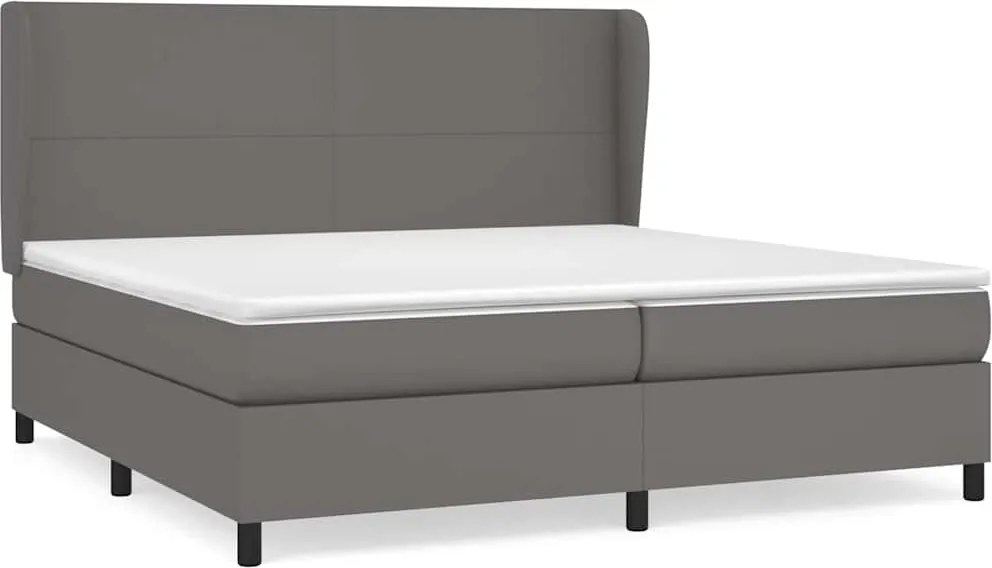 Box spring postel s matrací šedá 200x200 cm umělá kůže 3128935