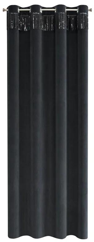 Černý závěs na kroužcích JASPER 140x250 cm