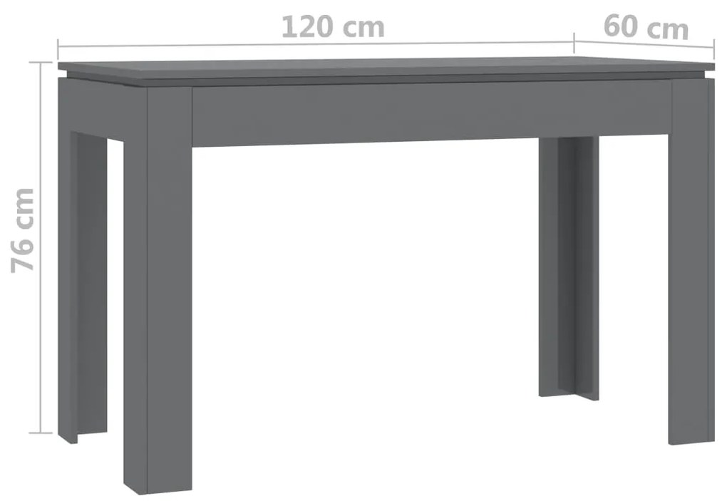 Jídelní stůl Clyde - vysoký lesk šedý - dřevotříska | 120x60x76 cm