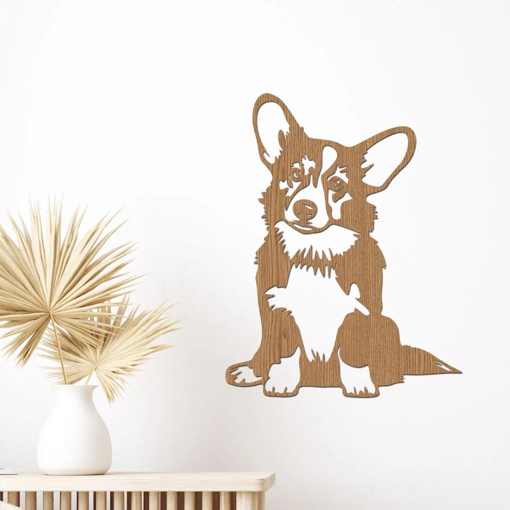 dřevo života Dřevěná dekorace psa Corgi Rozměry (cm): 30x40, Barevný vzor: Bílá