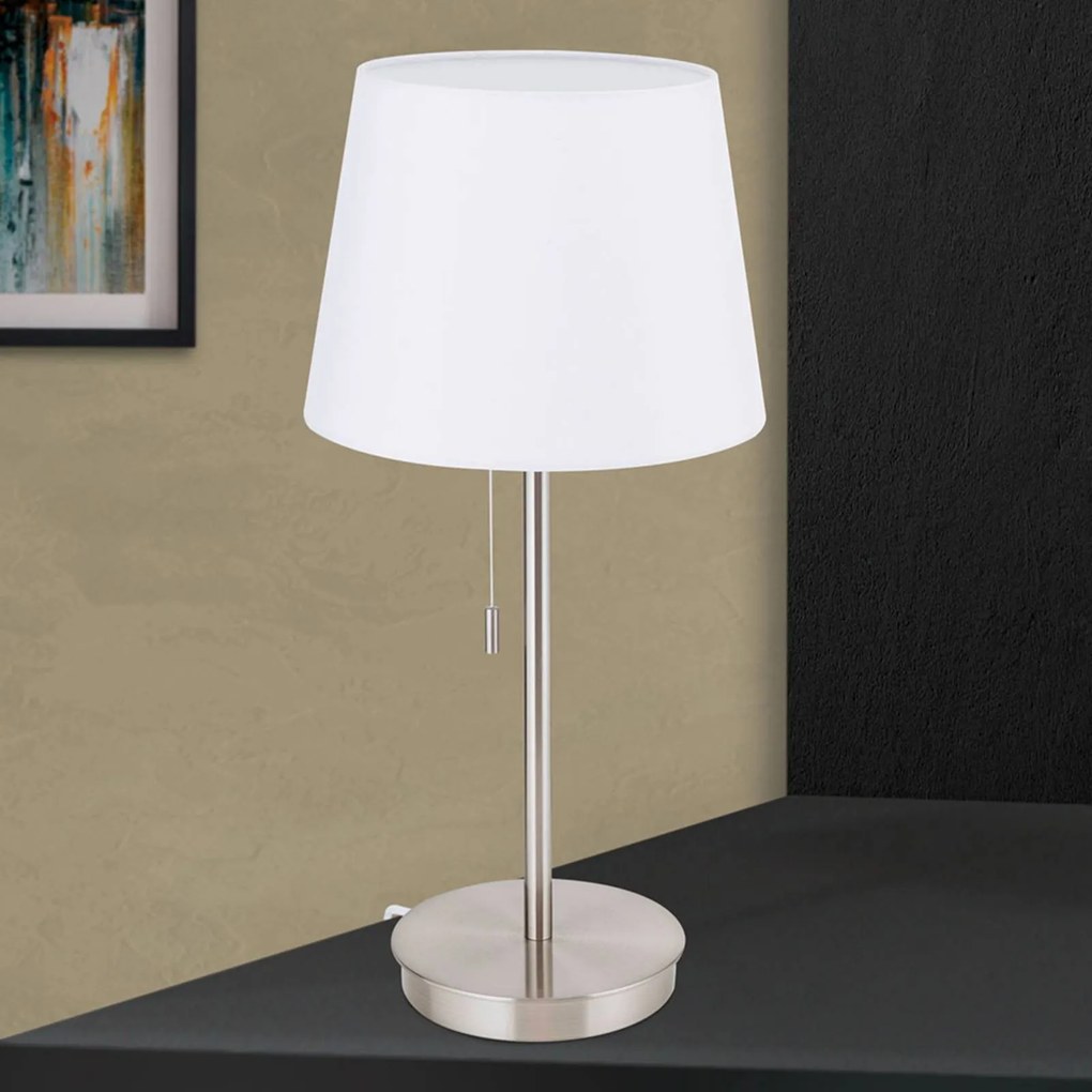 Stolní lampa Ludwig s USB portem bílá/nikl matný