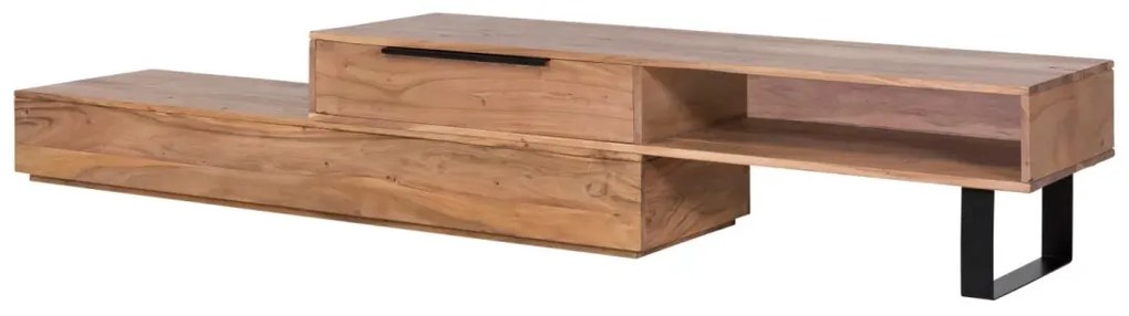 furniture-nabytek.cz - Masivní TV stolek Auckmore z akácie, lakovaný, hnědý – 155×45×40 cm