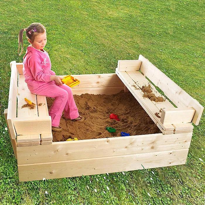 Dětské pískoviště s lavičkou + bábovičky ZDARMA (síla dřeva 26 mm)