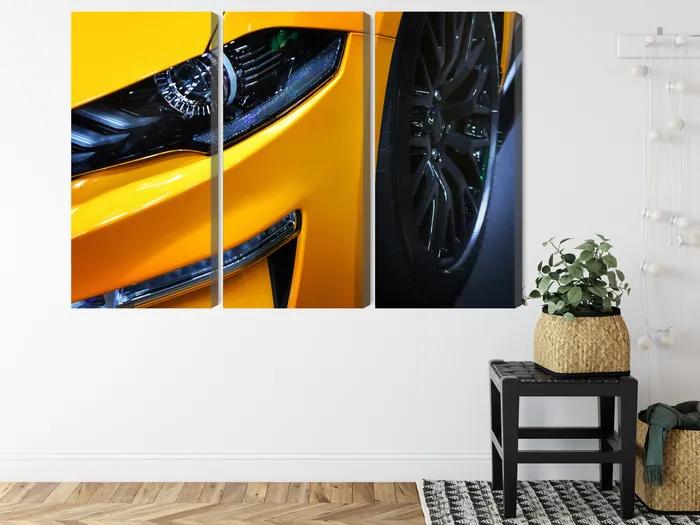 Vícedílný obraz Přední Část Žlutého Sportovního Vozu Nedostatek Nedostatek Plátno Canvas 120x80