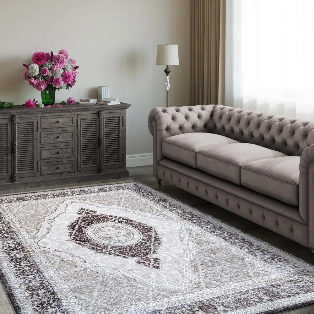 Exkluzivní koberec hnědé barvy ve vintage stylu Šířka: 80 cm | Délka: 150 cm