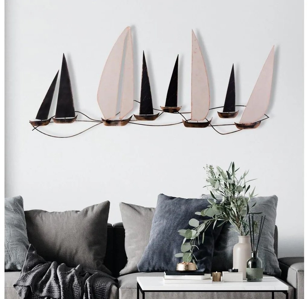 Asir Nástěnná dekorace 52x117 cm plachetnice kov 279ENZ2519