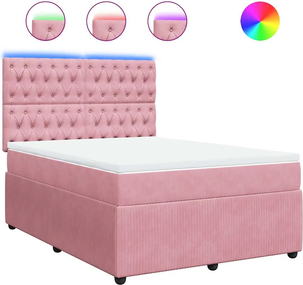 Box spring postel s matrací růžová 140x200 cm samet 3294669