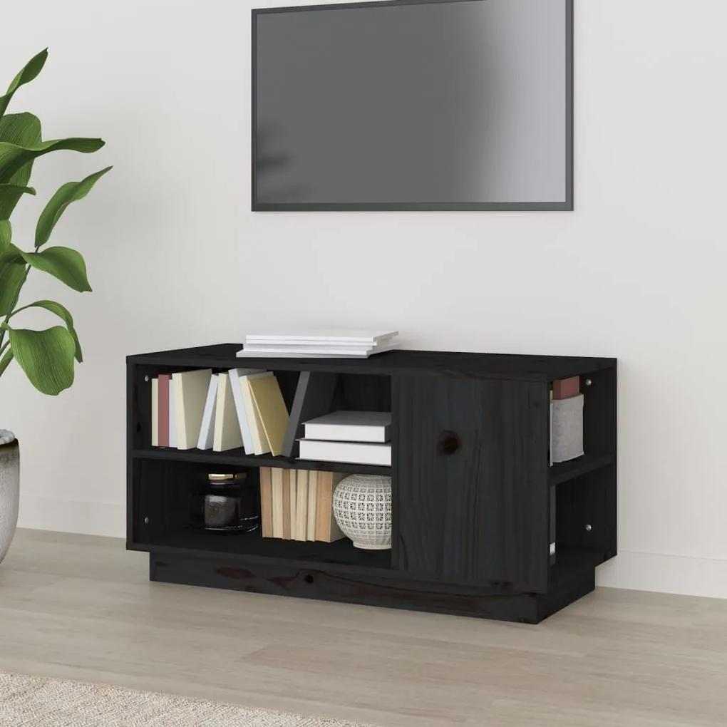 TV skříňka černá 80x35x40,5 cm masivní borové dřevo - Default Title