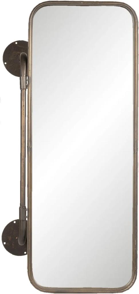 Hnědé nástěnné retro zrcadlo s košíky - 48*21*80 cm