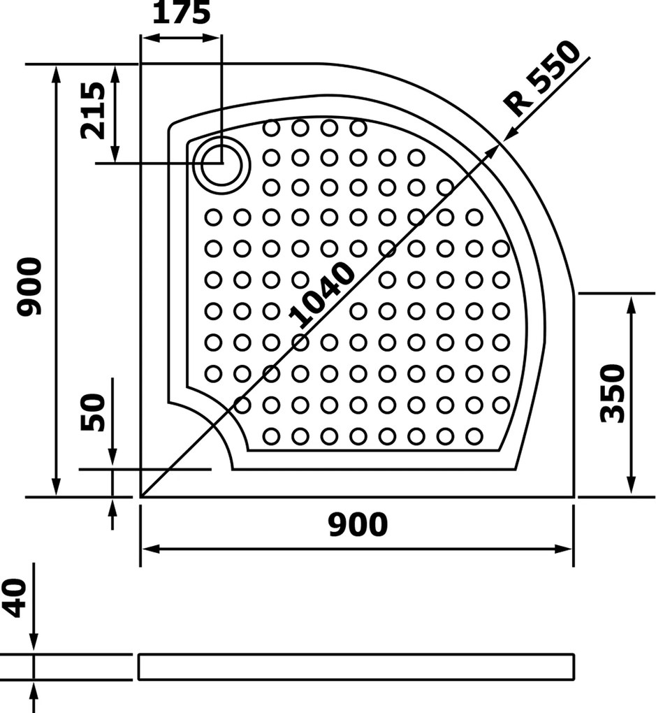 Gelco Gelco, VIVA90 sprchová vanička z litého mramoru, čtvrtkruh, 90x90x4cm, R550, GV559