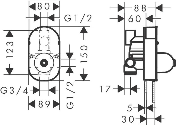 Hansgrohe Vernis Shape, vanová baterie pod omítku, s tělesem, černá matná, 71472670