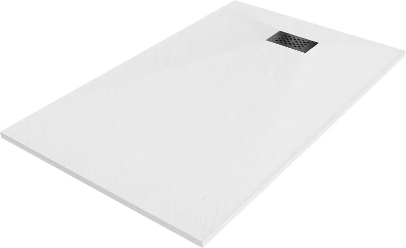 Mexen Hugo, obdélníková sprchová vanička SMC 140 x 80 cm, bílá, černá krytka, 42108014-B