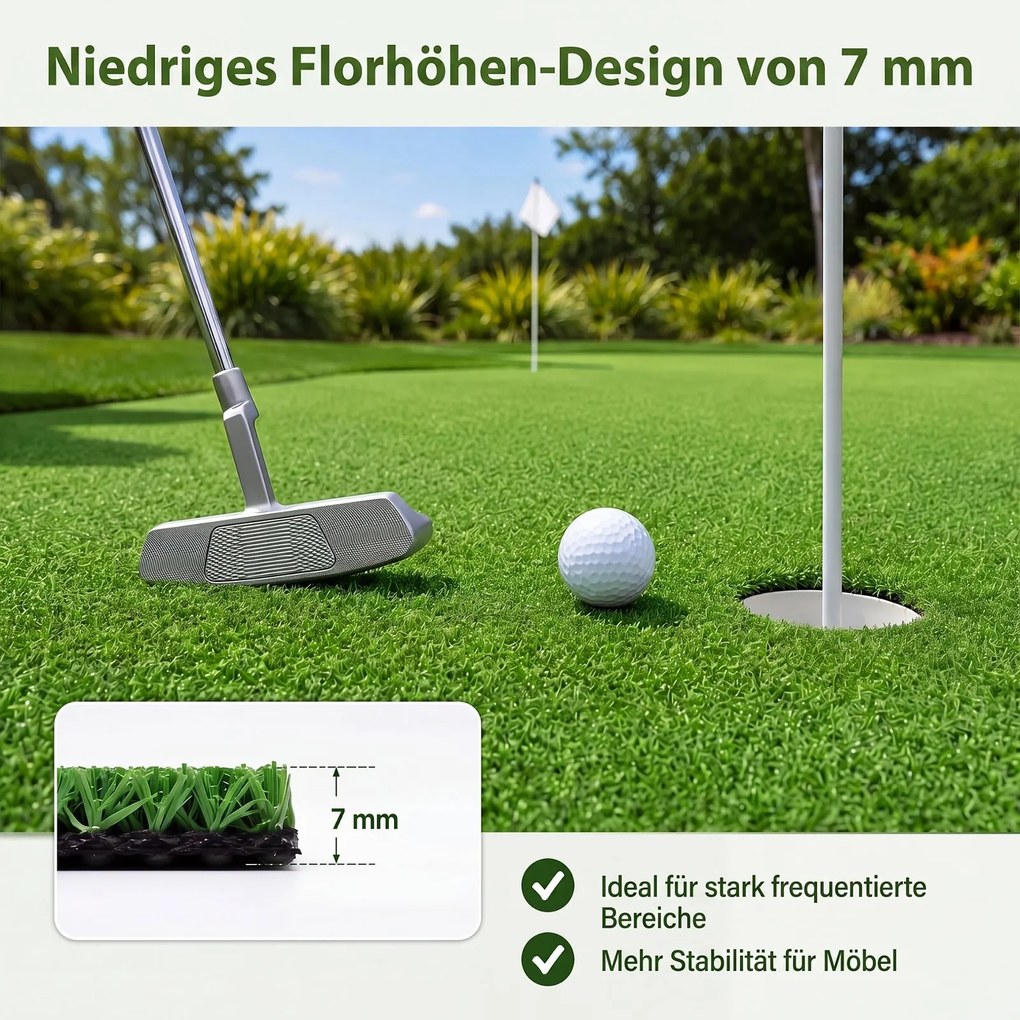 Costway 7 mm umělý trávník venkovní green s drenážním systémem v přírodním