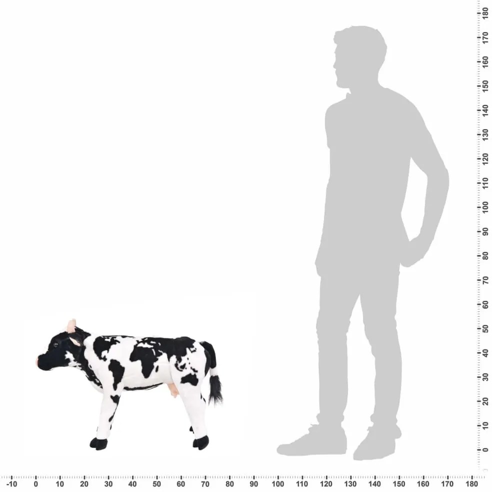 vidaXL Marketos Stojící plyšová hračka kráva černá a bílá XXL