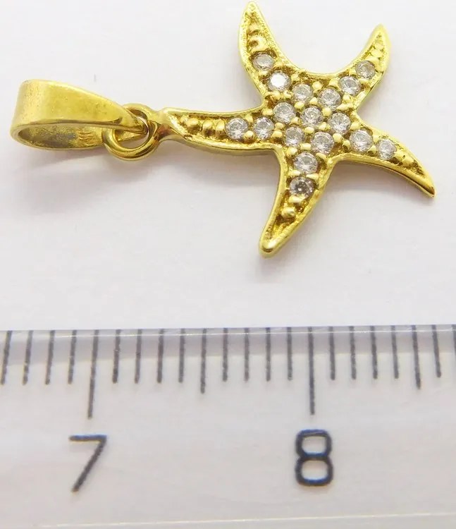 Klenoty Budín Zlatý přívěsek - mořská hvězda posetá zirkony 585/0,90gr T235