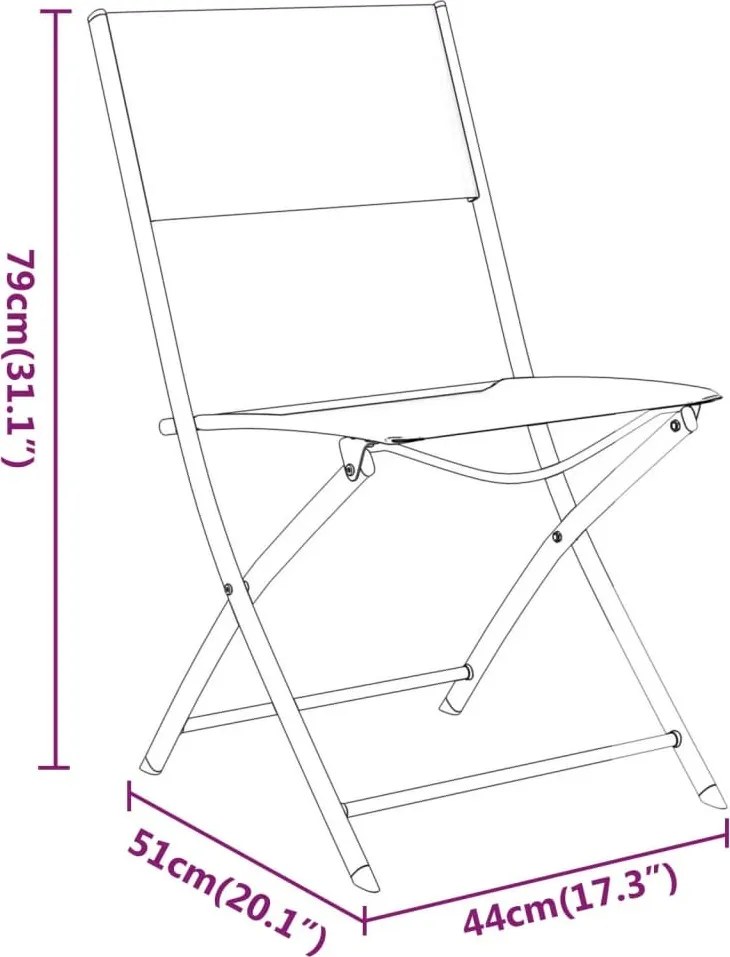 vidaXL 3dílný bistro set ocel černý [318765]