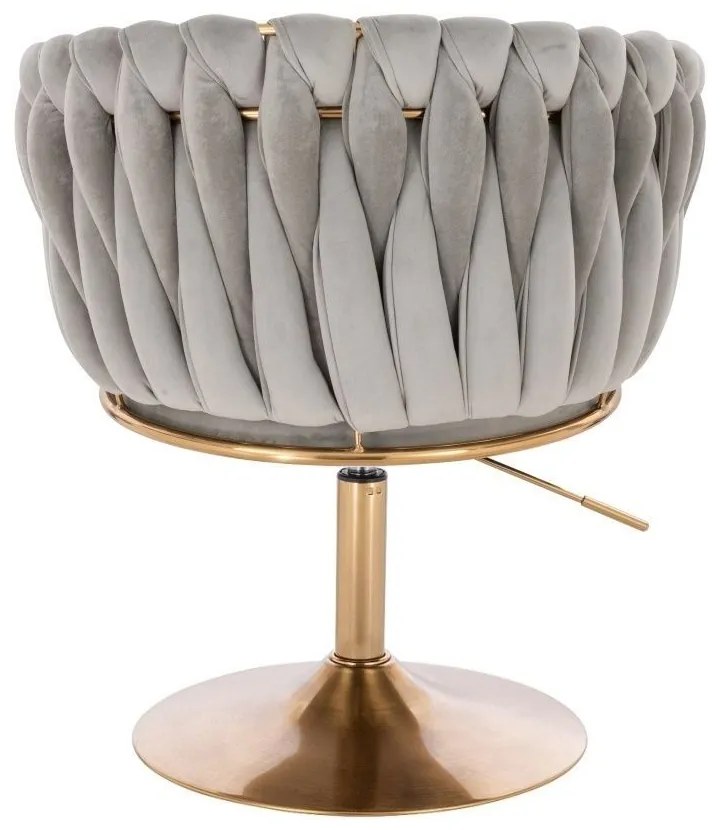 LuxuryForm DESIGN Otočná židle NORDEN VELUR na zlatém talíři - světle šedá