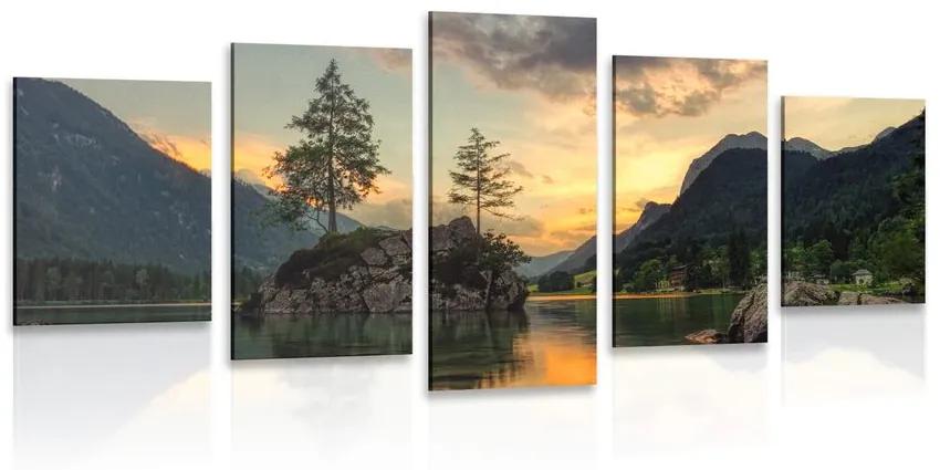 5-dílný obraz horská krajina u jezera Varianta: 200x100